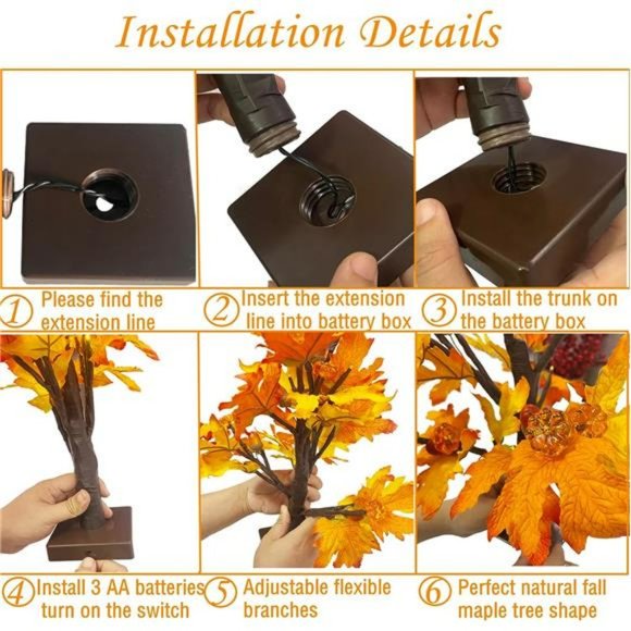 Accents | 2 Pack Fall Maple Tree With 48 Leds Battery Operated Light Up ...